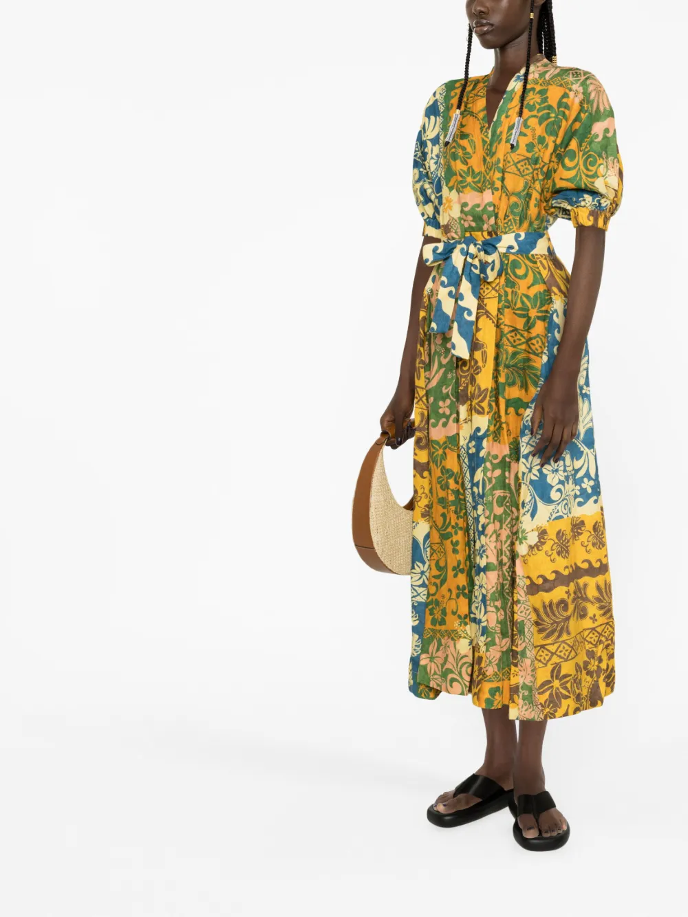 Alemais Graphic-print Linen Dress In Multi | ModeSens