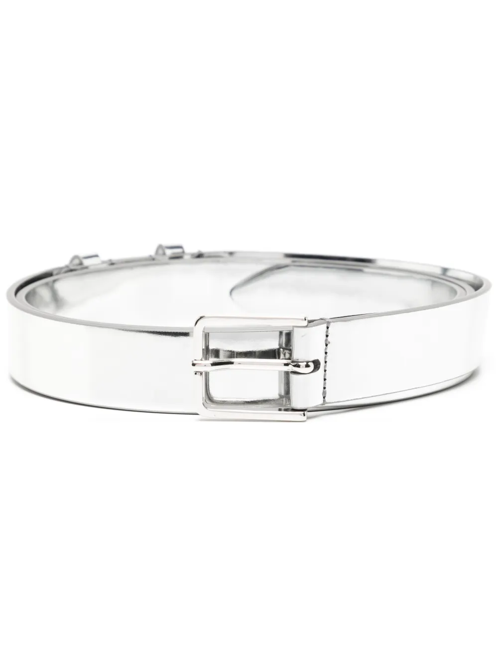 MM6 Maison Margiela Layered Leather Belt | Silver | FARFETCH UK
