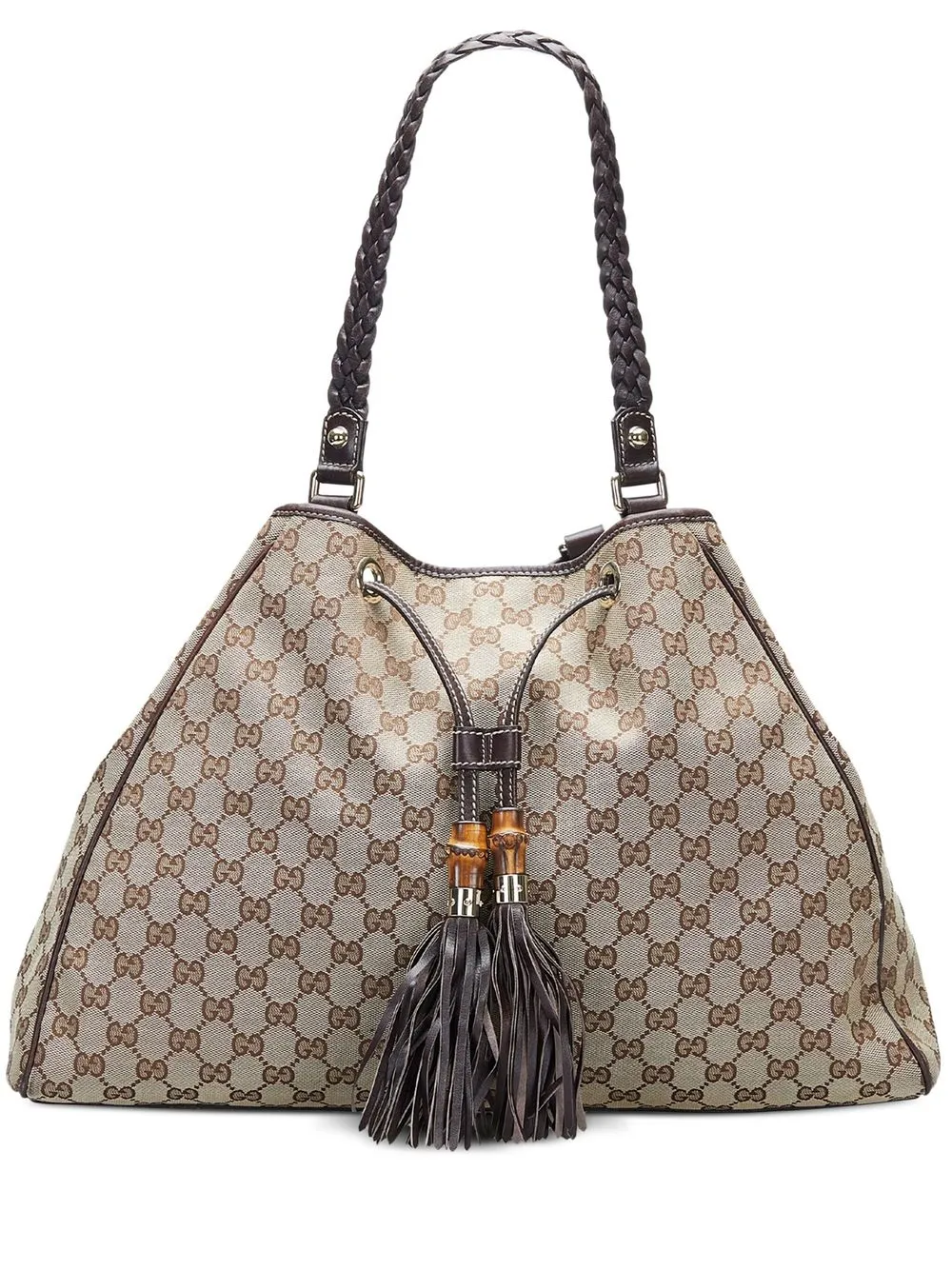 Pre-owned Gucci Gg Monogram Peggy Tote Bag In Neutrals | ModeSens