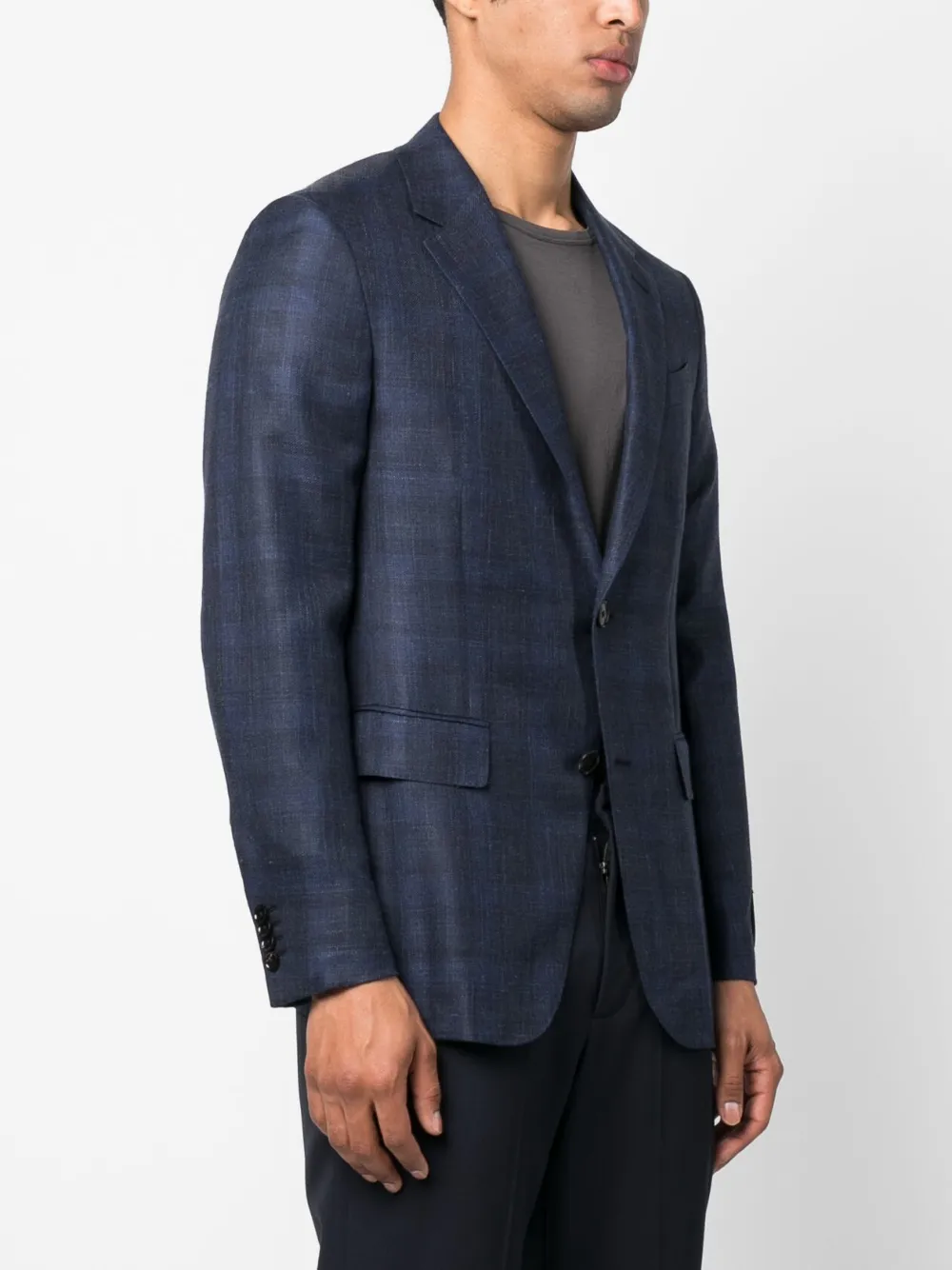 Zegna plaid-print single-breasted Blazer | Blue | FARFETCH UK