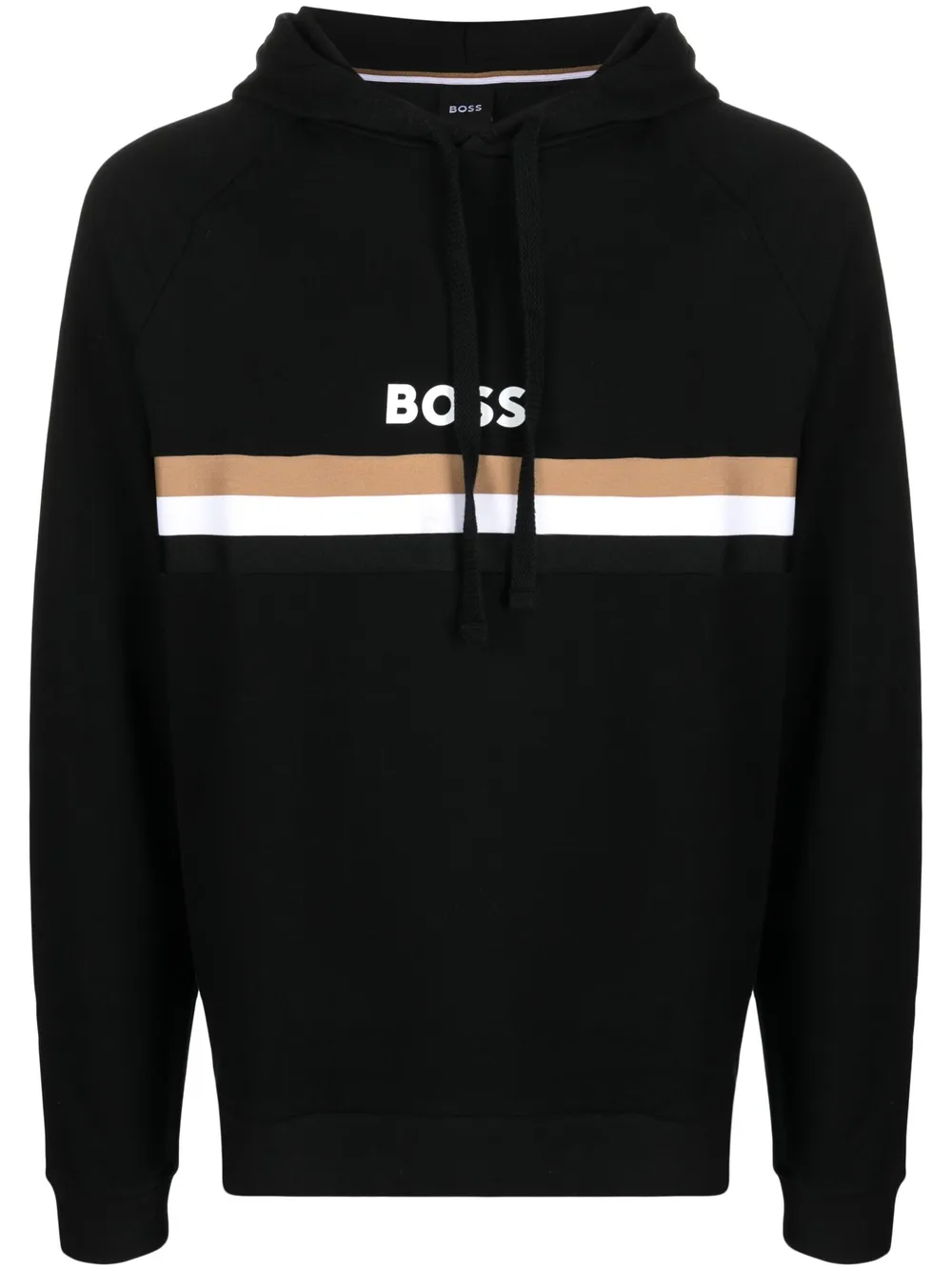 Hugo Boss Regular-fit Hoodie With Signature Stripe And Logo In Black ...