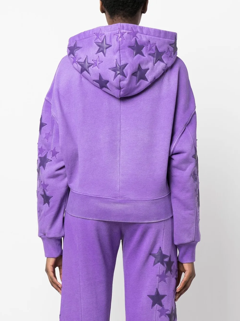 Amiri Logo-embroidered Star Cropped Hoodie In Purple | ModeSens