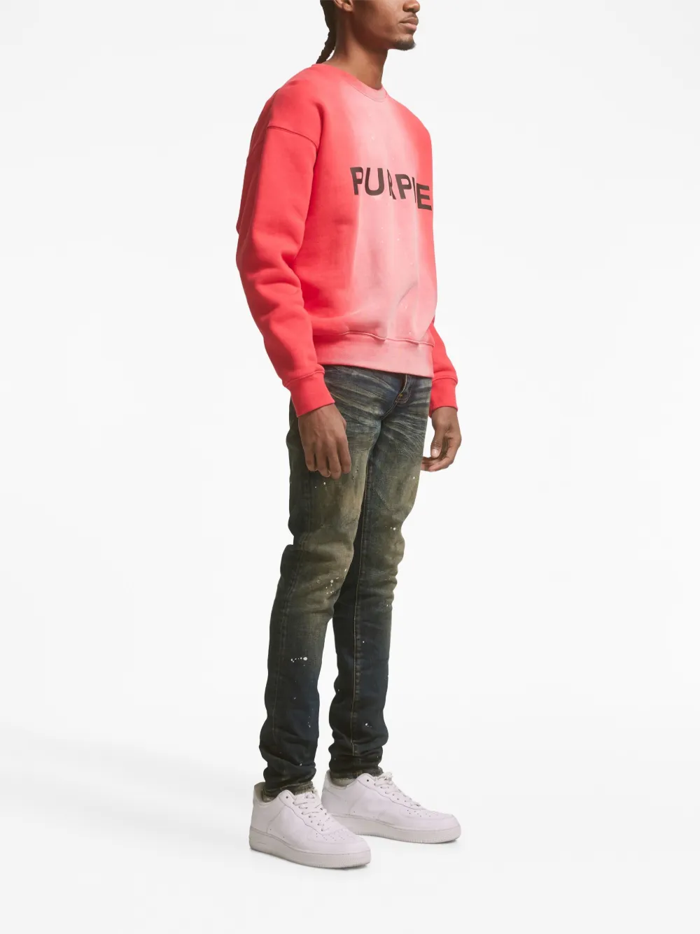 Purple Brand Paint-splatter Low-rise Jeans In Blue | ModeSens