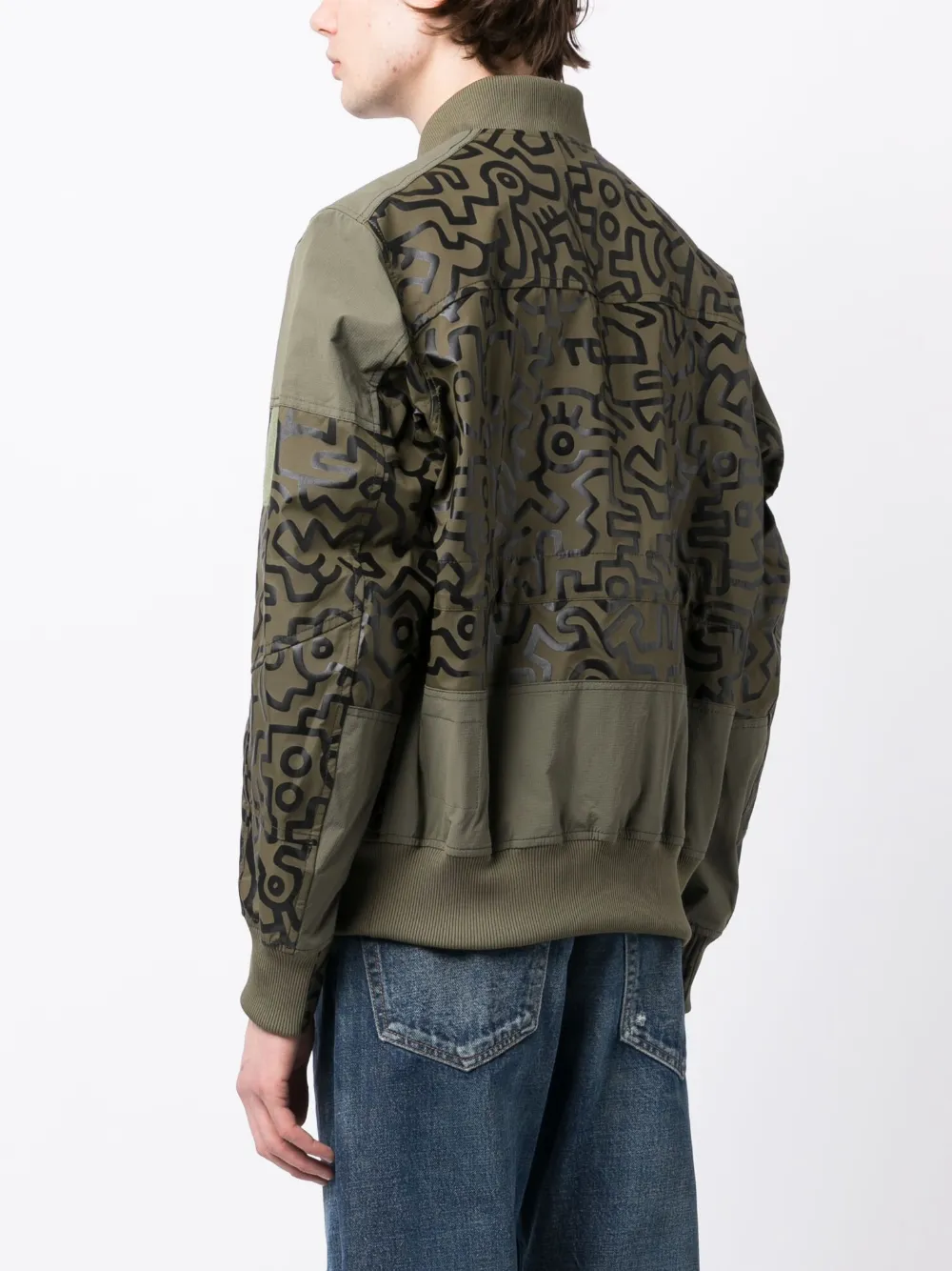 Junya Watanabe X Keith Haring Graphic-print Bomber Jacket In Green ...
