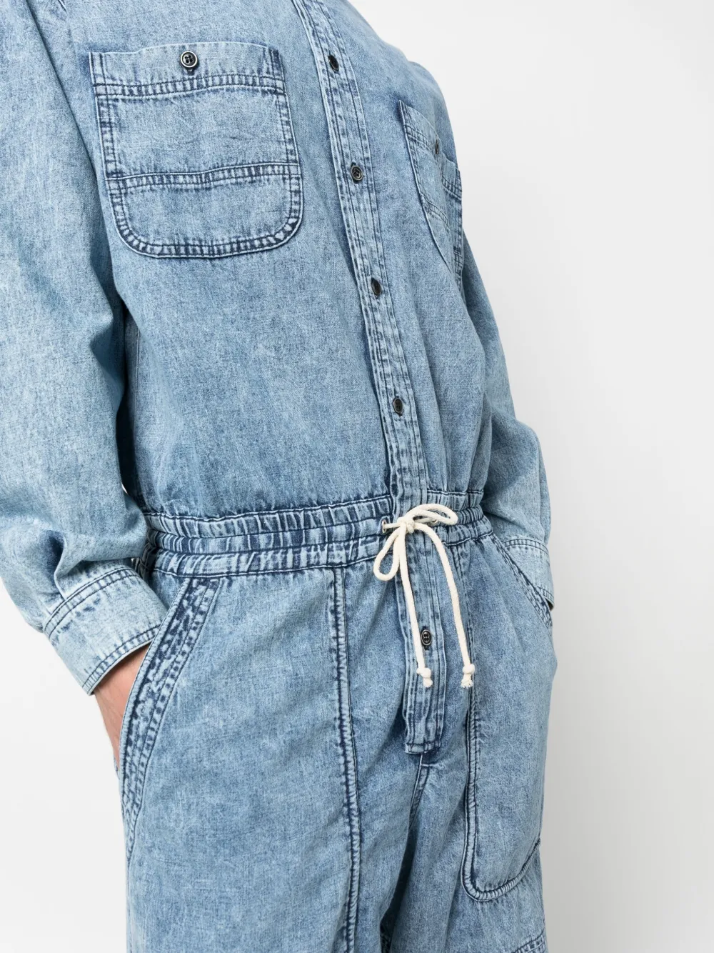 Isabel Marant Drawstring-waist Denim Jumpsuit In Blue | ModeSens