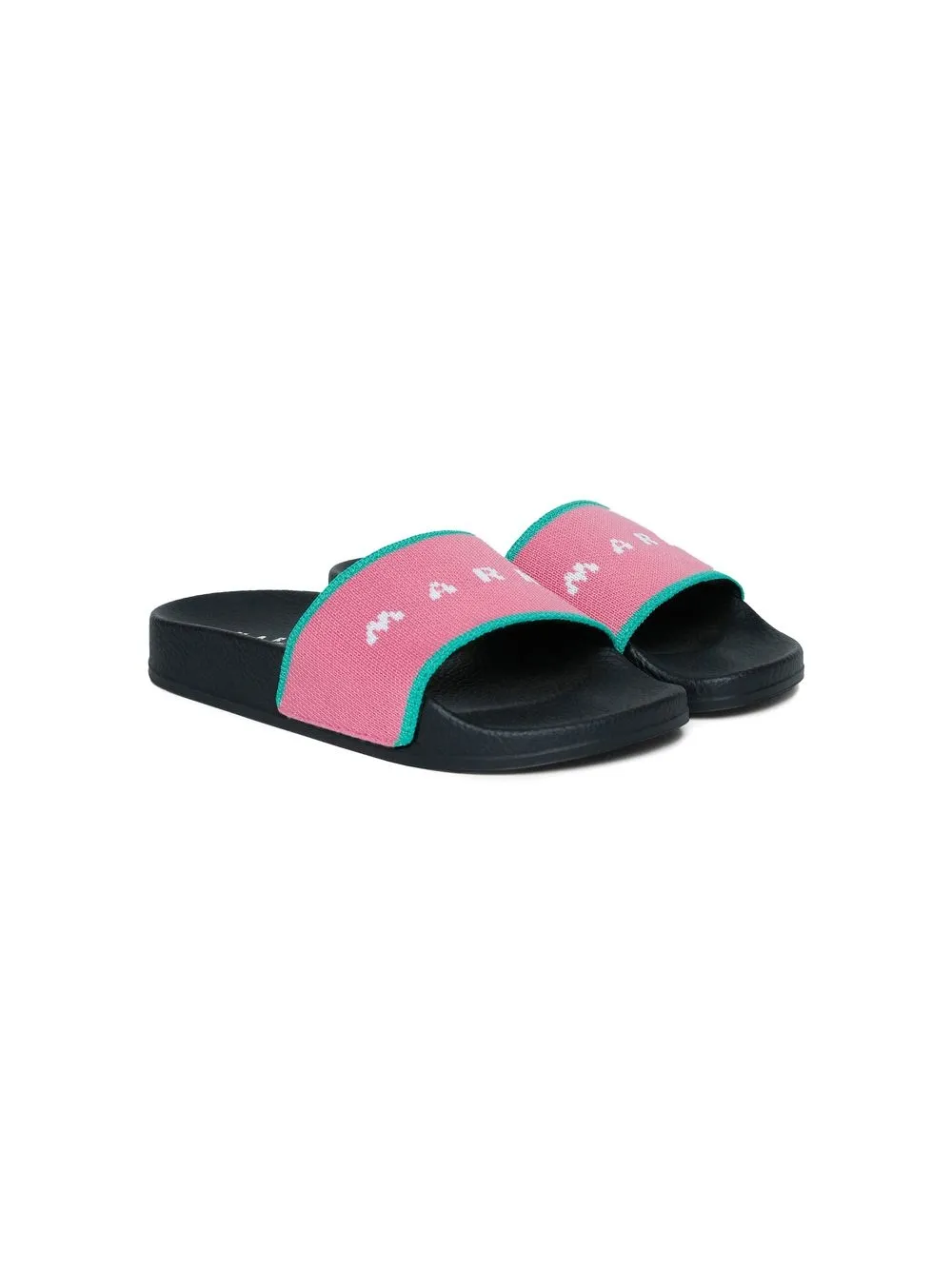 Marni Kids' Intarsia-knit Logo Slides In Pink | ModeSens