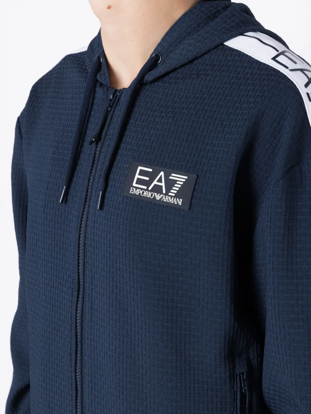 Ea7 Logo-trim Hooded Jacket In Blue | ModeSens