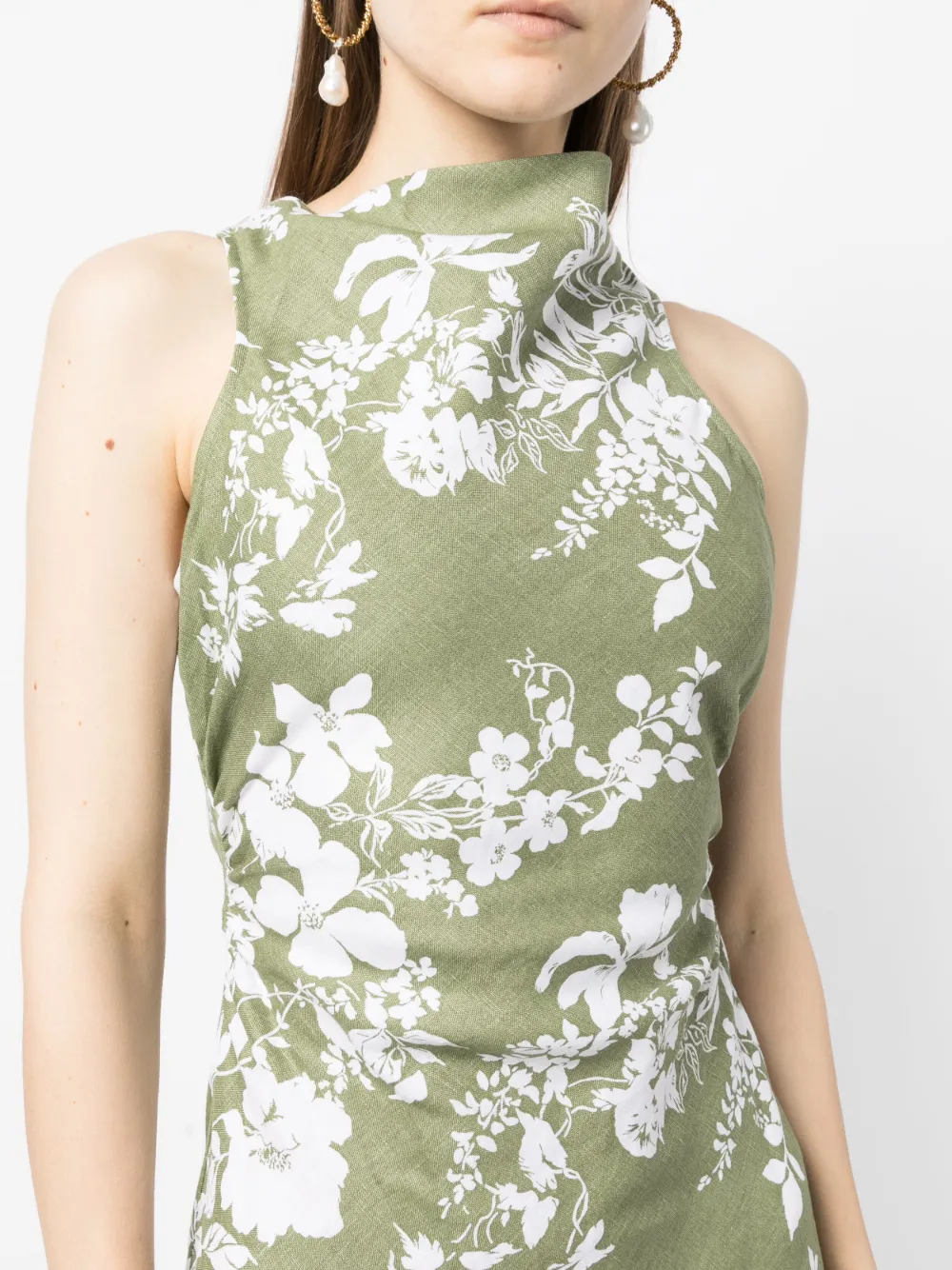 Reformation Casette Graphic-print Midi Dress In Green | ModeSens