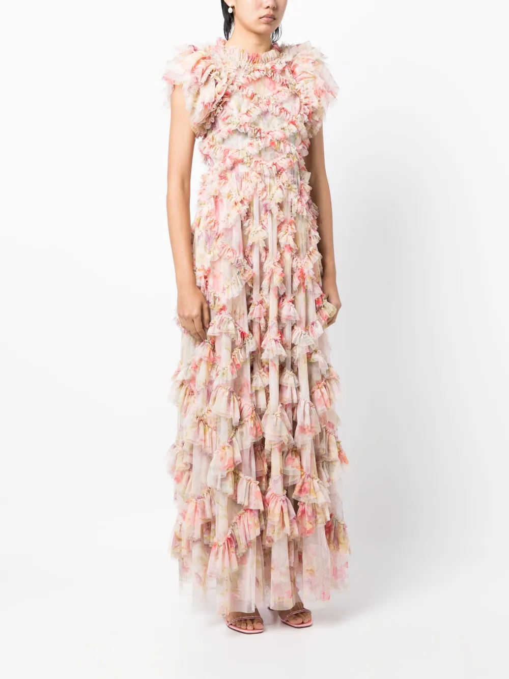 Needle & Thread Iris Genevieve Ruffled Gown | Pink | FARFETCH