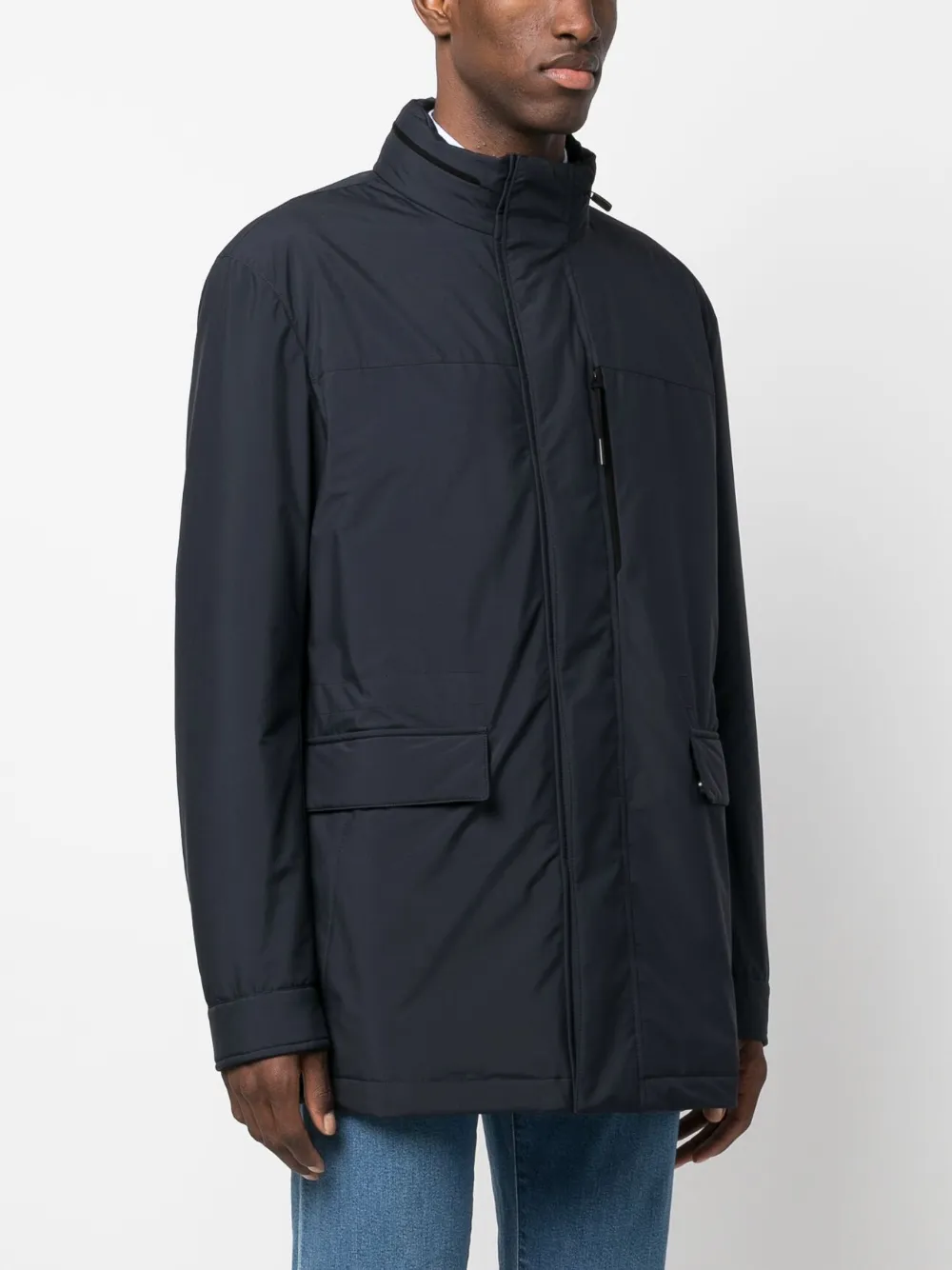 Zegna Flap-pocket Padded-shell Field Jacket In Navy Solid | ModeSens