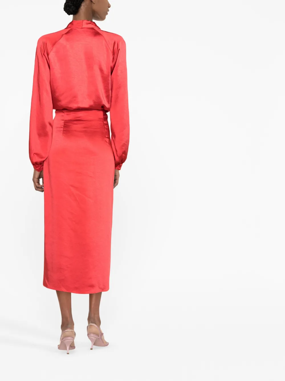 Pinko Satin Wrap Dress In Rot | ModeSens