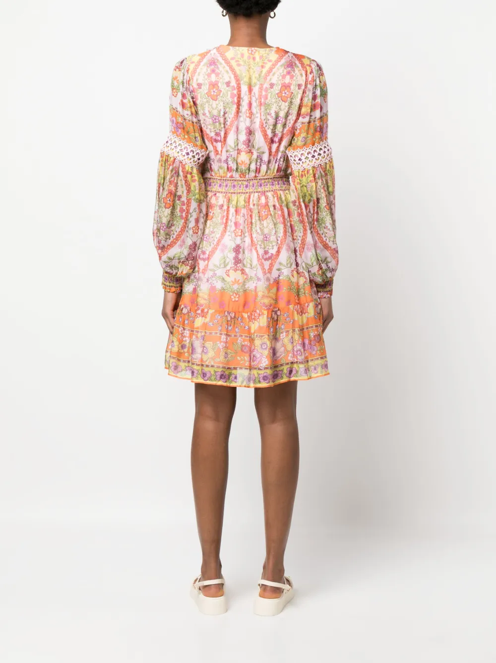 Hale Bob V-neck Puff-sleeve Dress In Pink | ModeSens