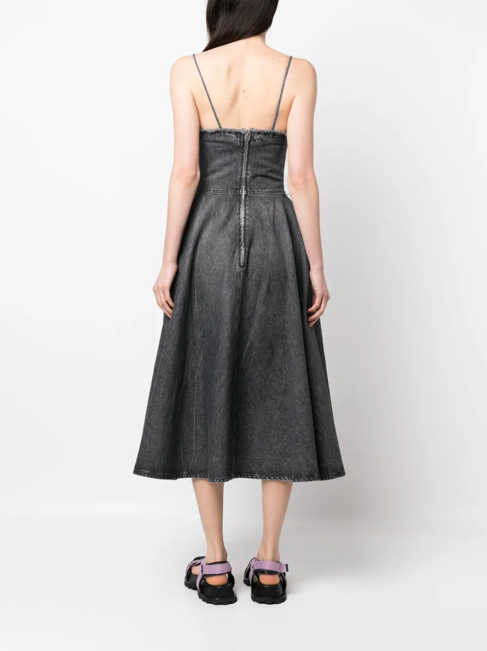 Haikure Flared Denim Midi Dress - Farfetch