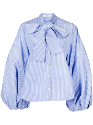 Palmer//Harding Striped bell-sleeves Blouse | Blue | FARFETCH UK