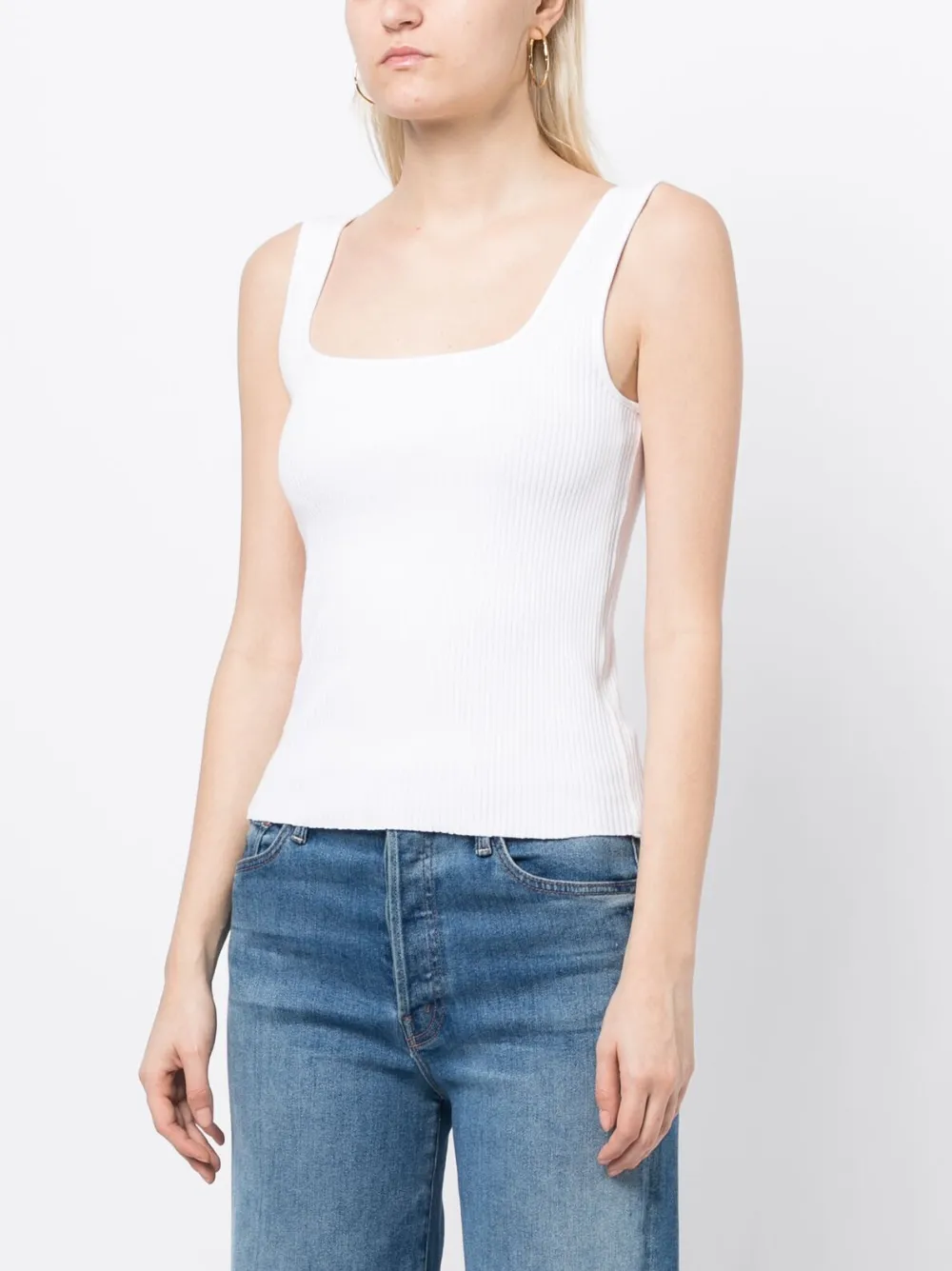 Vince square-neck Ribbed Tank Top | White | FARFETCH