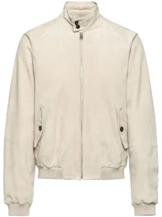 Prada Suede Bomber Jacket | Neutrals | FARFETCH UK