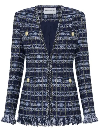 Rebecca Vallance Caroline Checked V-neck Jacket | Blue | FARFETCH