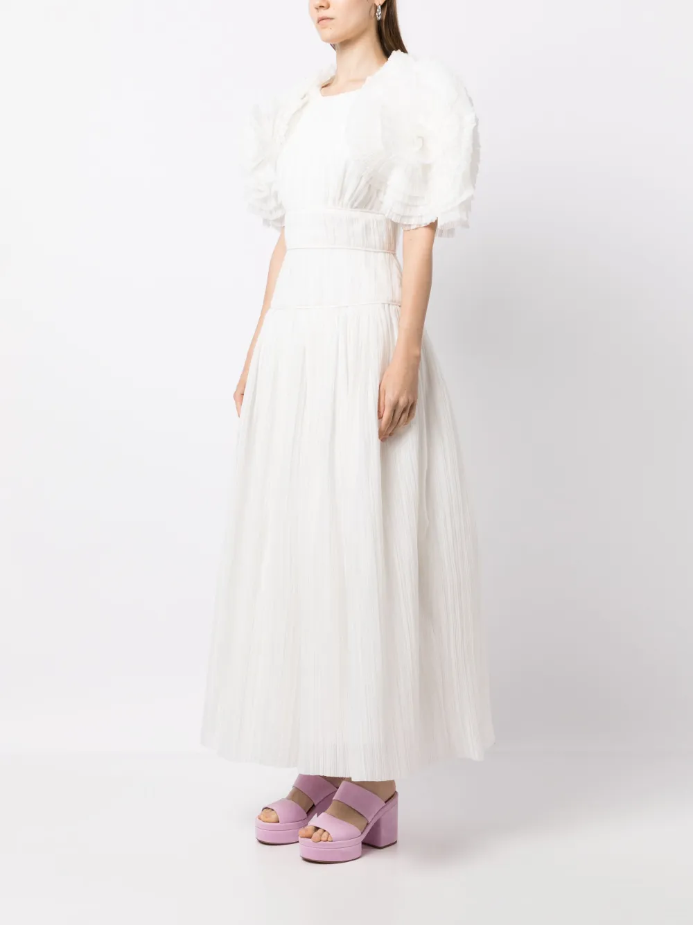 Aje Expressive Ruffle-detailed Pleated Maxi Dress In Ivory | ModeSens