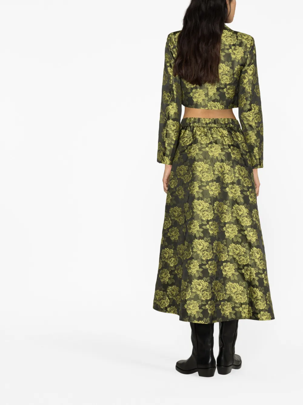 Ganni Floral Jacquard Maxi Skirt In Lemon Zest | ModeSens