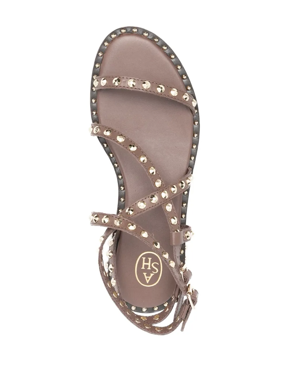 Ash Strappy Studded Leather Sandals In Brown | ModeSens