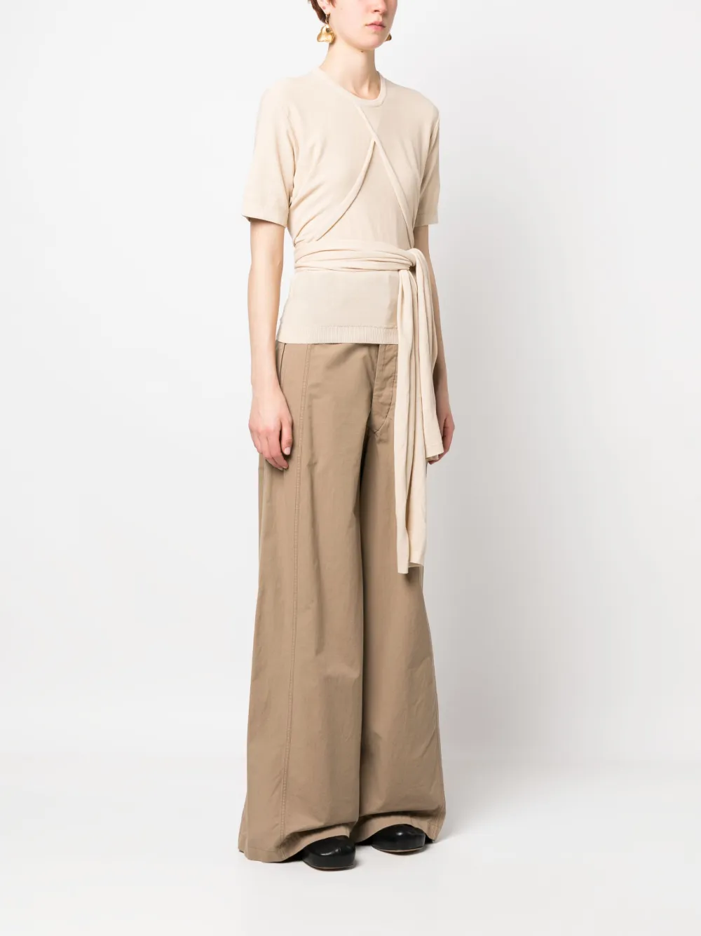 LEMAIRE tie-waist Knit Top | Neutrals | FARFETCH UK