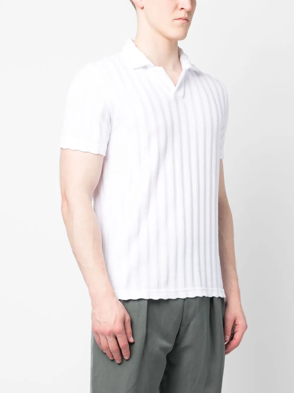Fedeli wide-ribbed Polo Shirt | White | FARFETCH UK