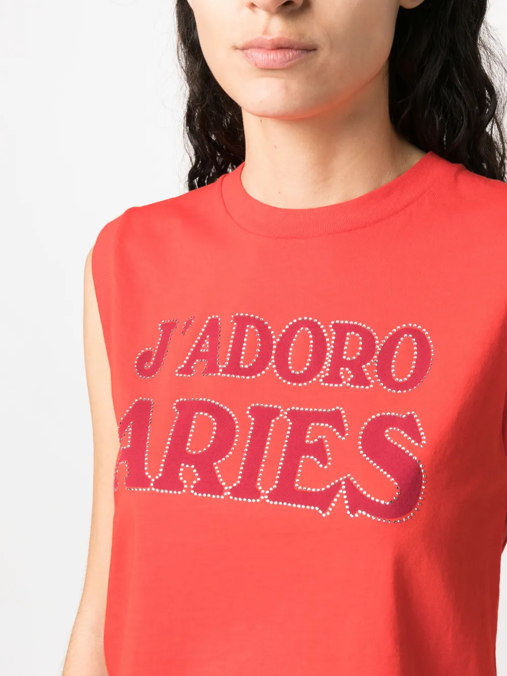 Aries crystal-embellished-logo Tank Top - Farfetch