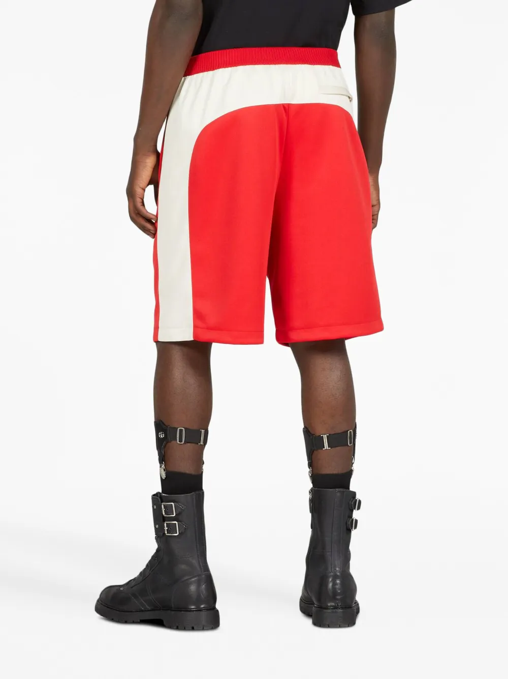 Gucci Gg Logo Colour-block Shorts In Red | ModeSens