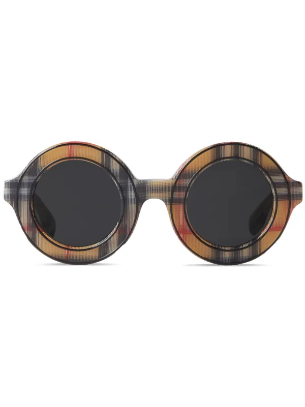 Burberry Eyewear Vintage Check pattern round frame Sunglasses Brown FARFETCH EG