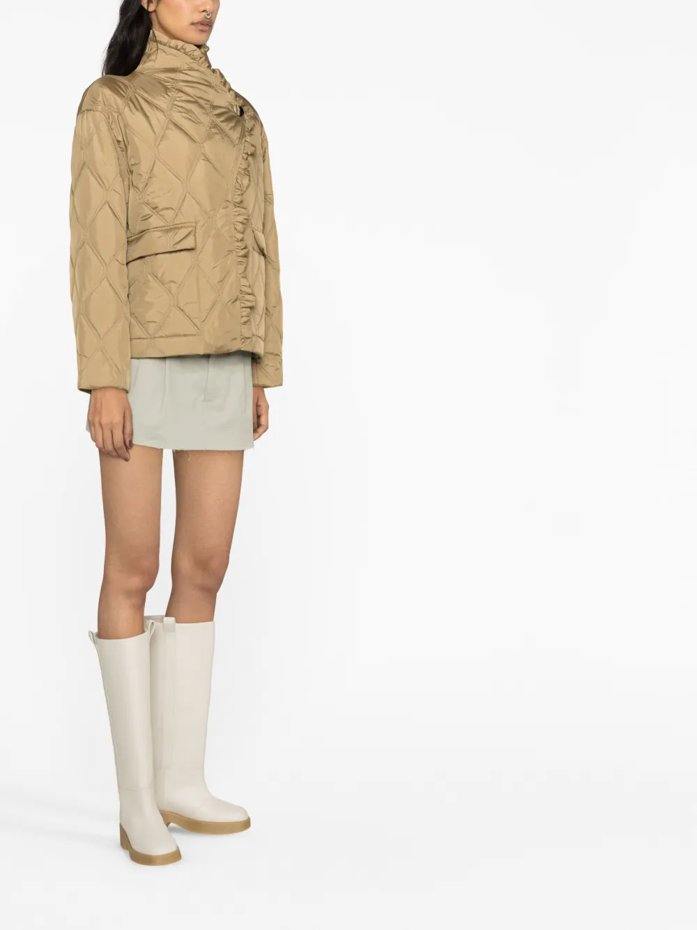 GANNI Ripstop quilted frilled jacket | Smart Closet