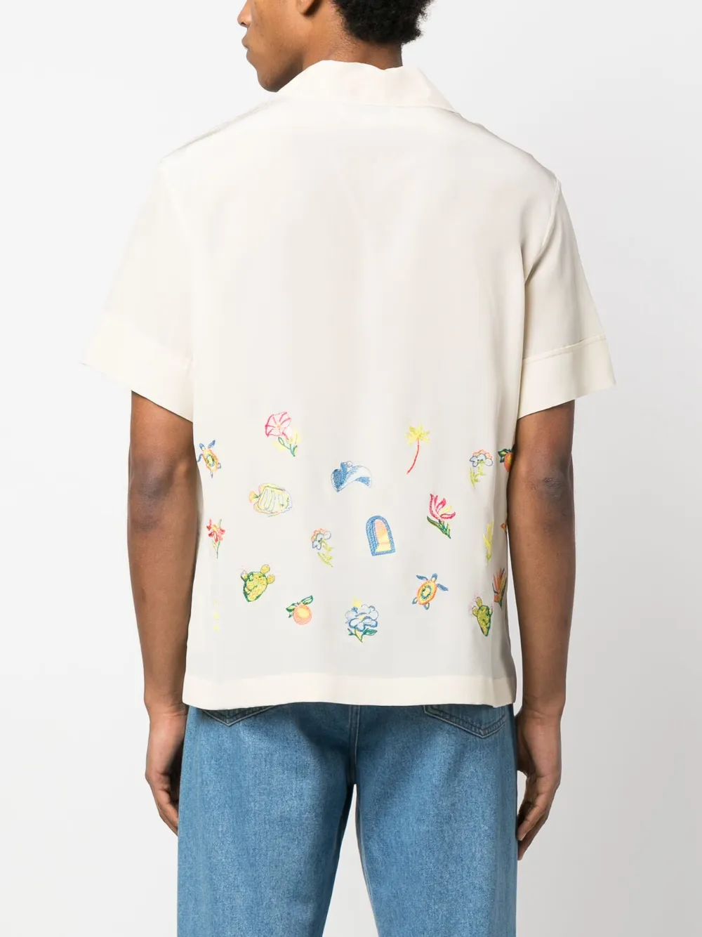Casablanca Seidenhemd Mit Casa Icons-stickerei In White | ModeSens