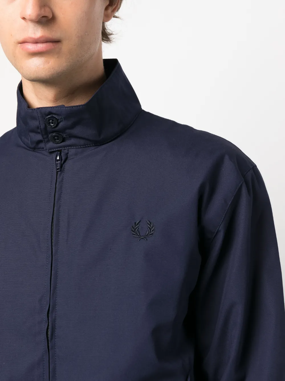 Fred Perry Logo-embroidery High-neck Bomber Jacket In Blue | ModeSens
