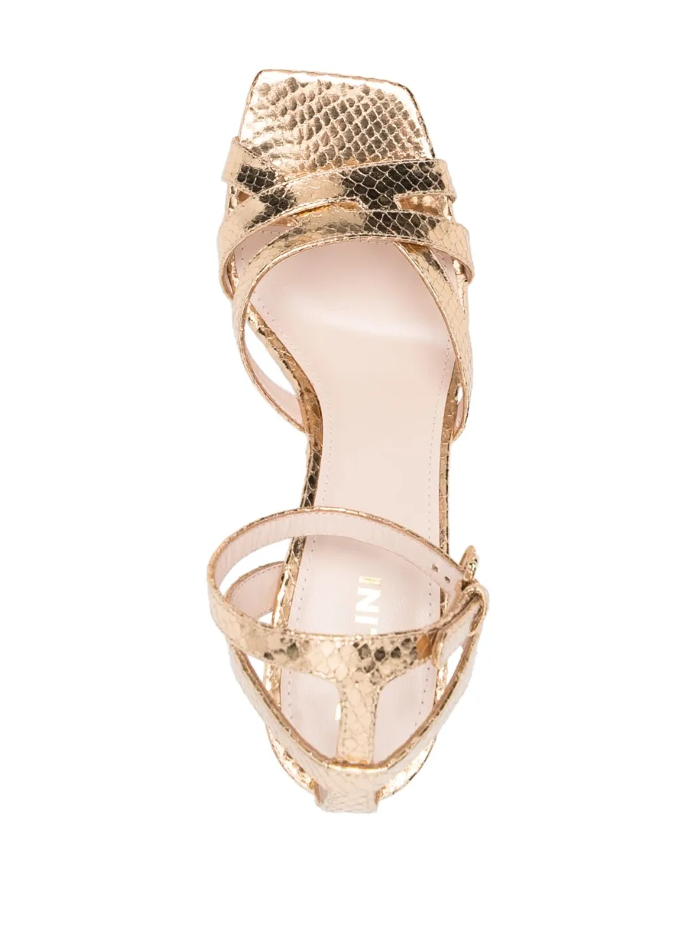 Pollini Wave 95mm Metallic-effect Sandals In Gold | ModeSens
