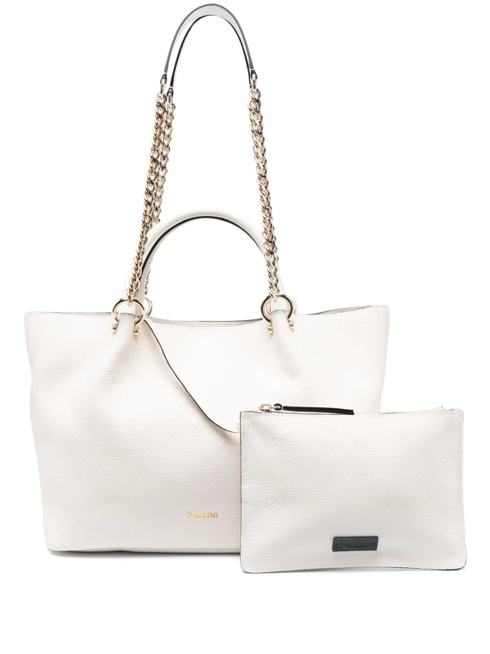 Pollini Marlene Leather Tote Bag In White | ModeSens