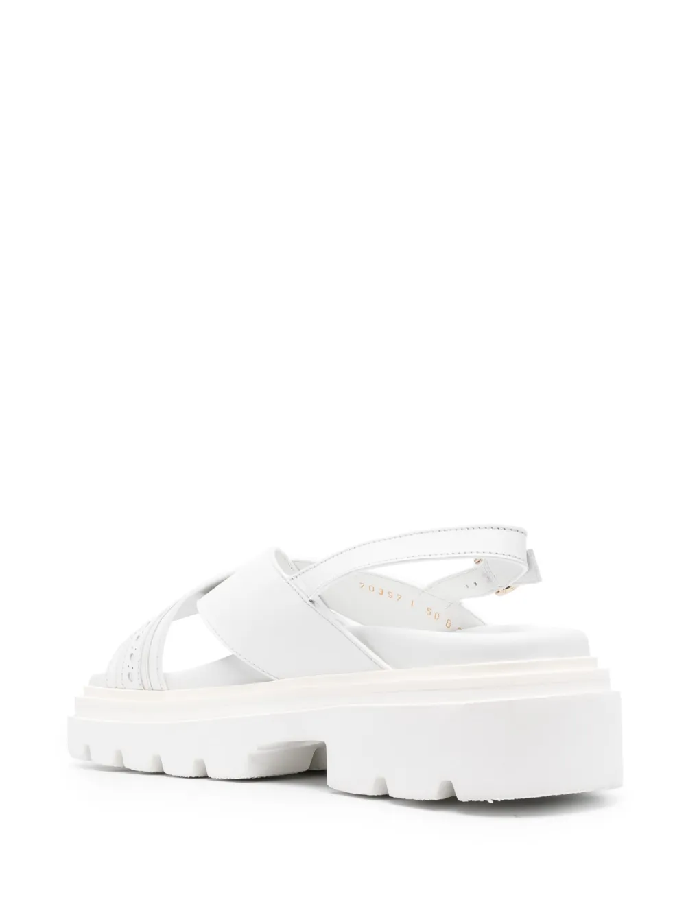 Santoni logo-embossed Chunky Leather Sandals | White | FARFETCH