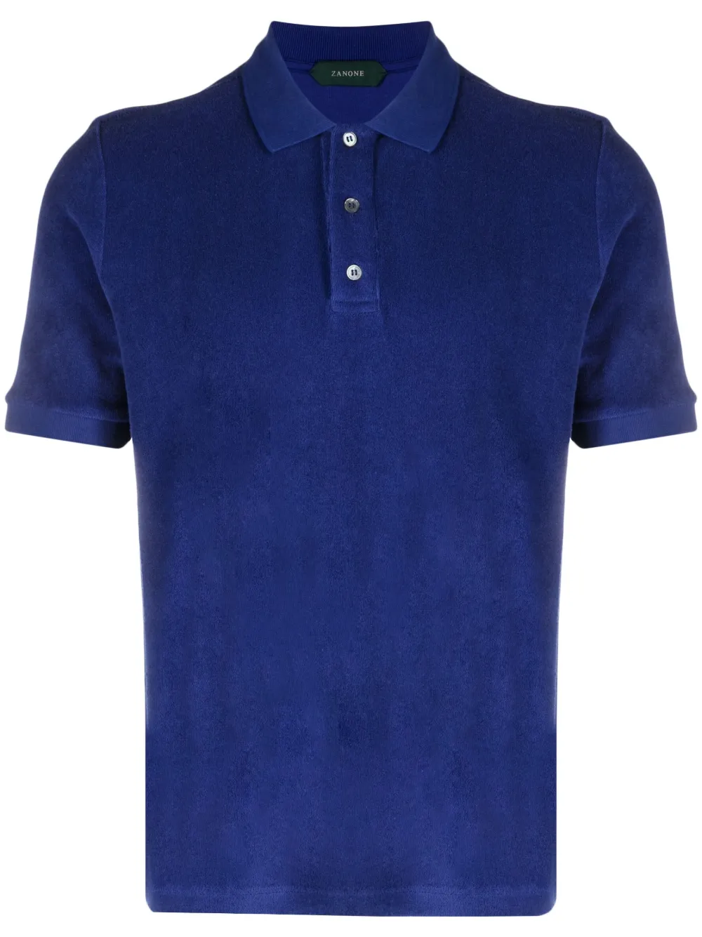 Zanone Terry-cloth Effect Polo Shirt In Blue | ModeSens