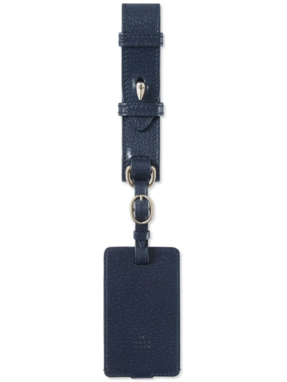 Gucci Debossed-logo Leather Travel Tag In Blue | ModeSens