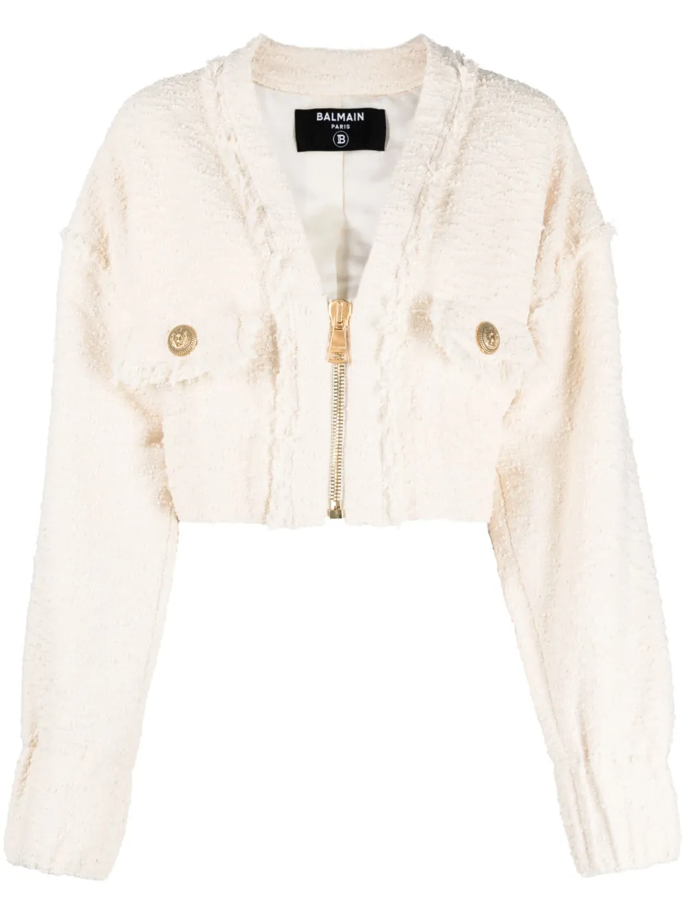 Balmain Tweed zip-up Jacket - Farfetch