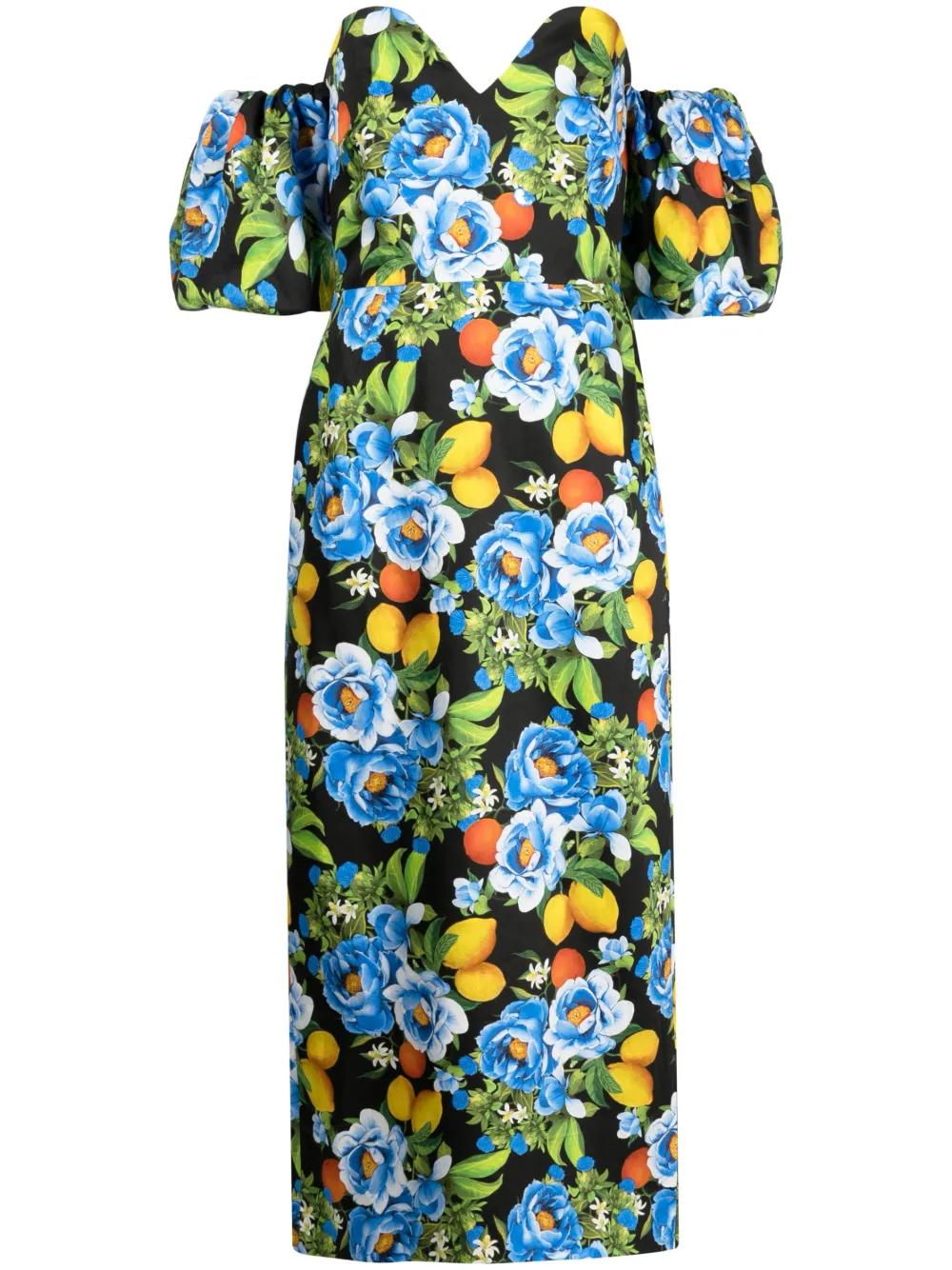 Borgo De Nor Juliet Floral-print Cotton Midi Dress In Black | ModeSens