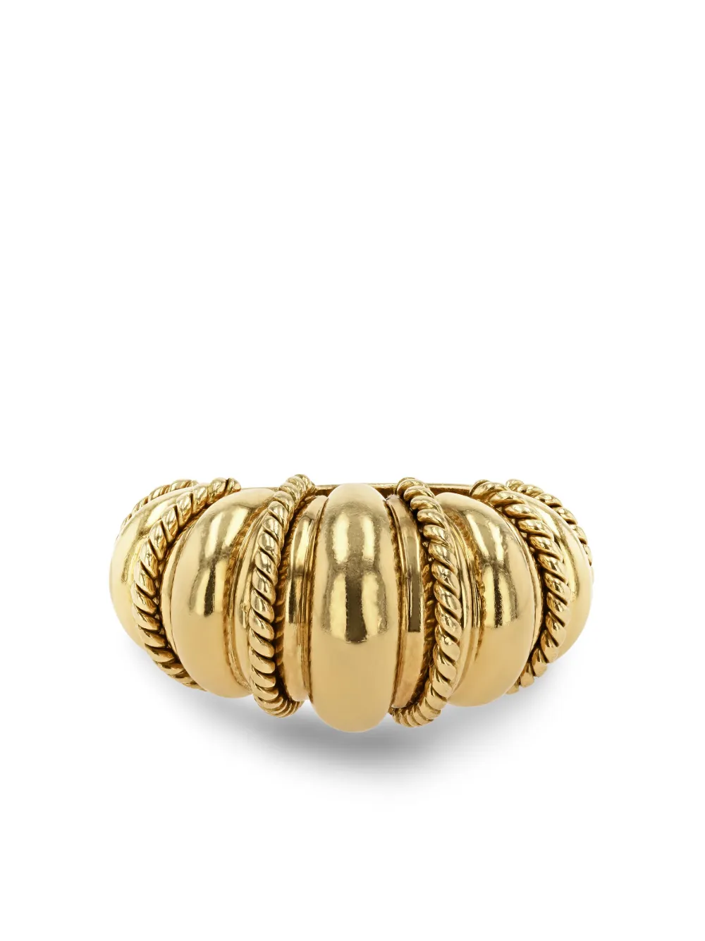 Pre-owned Cartier 1980s Rope Twist Bombe Ring In Gold | ModeSens