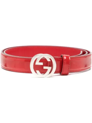 Gucci Interlocking-G Leather Belt | Red | FARFETCH
