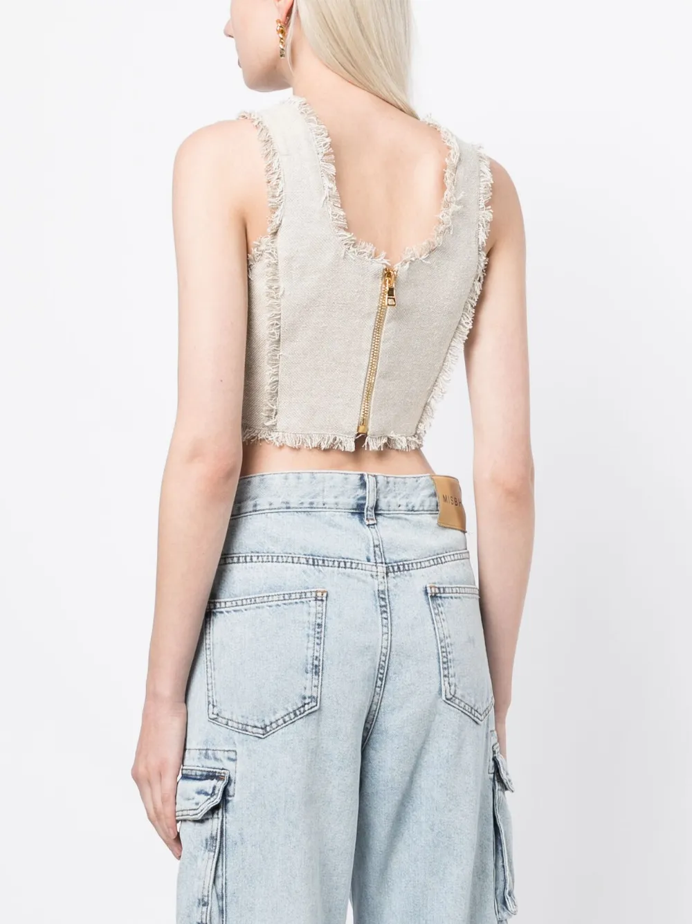 Balmain Frayed Corset Vest In Neutrals | ModeSens