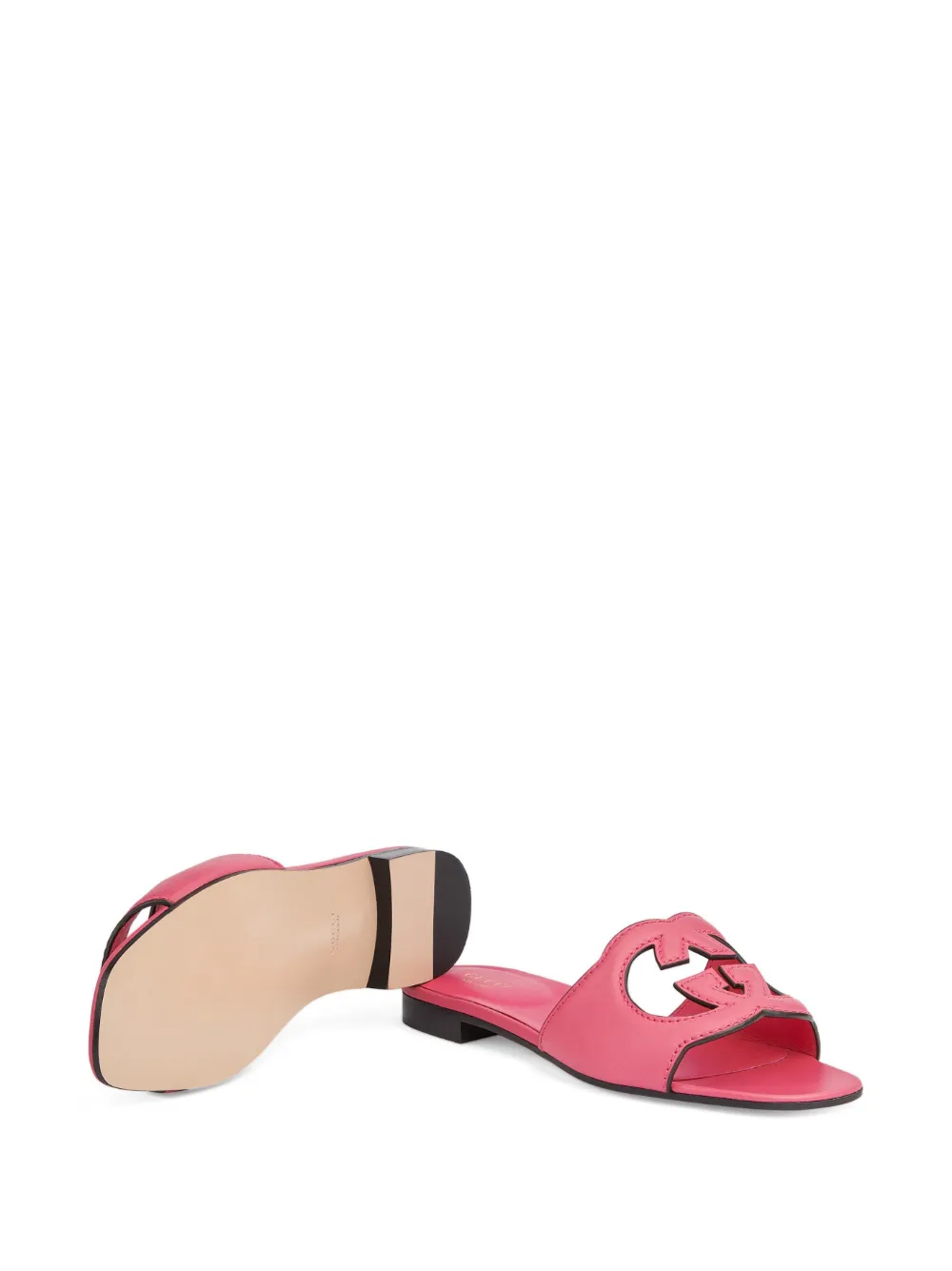 Gucci 10mm Interlocking G Cut-out Slide Sandal In Pink | ModeSens