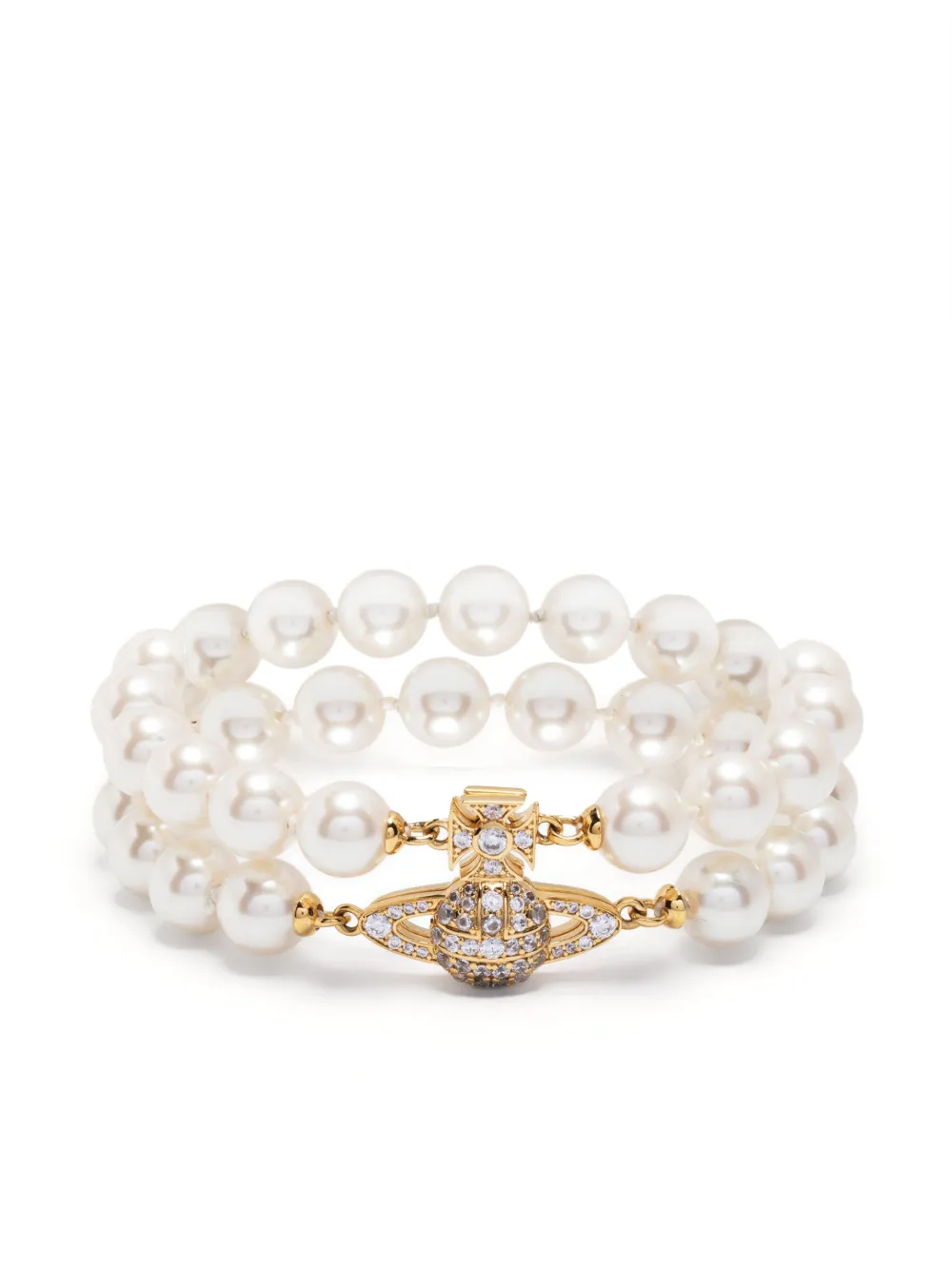 Vivienne Westwood Orb-plaque Double Pearl Bracelet | White | FARFETCH SG