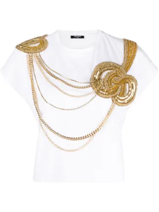 Balmain chain-detail T-shirt | White | FARFETCH