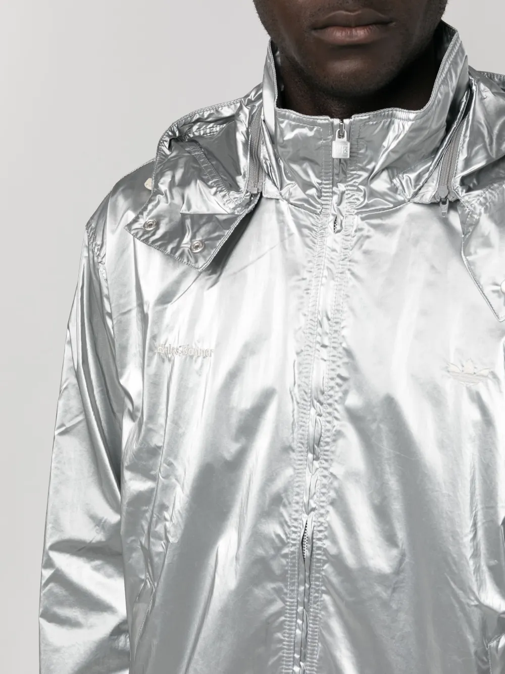 Adidas x Wales Bonner metallic-finish Hooded Windbreaker - Farfetch