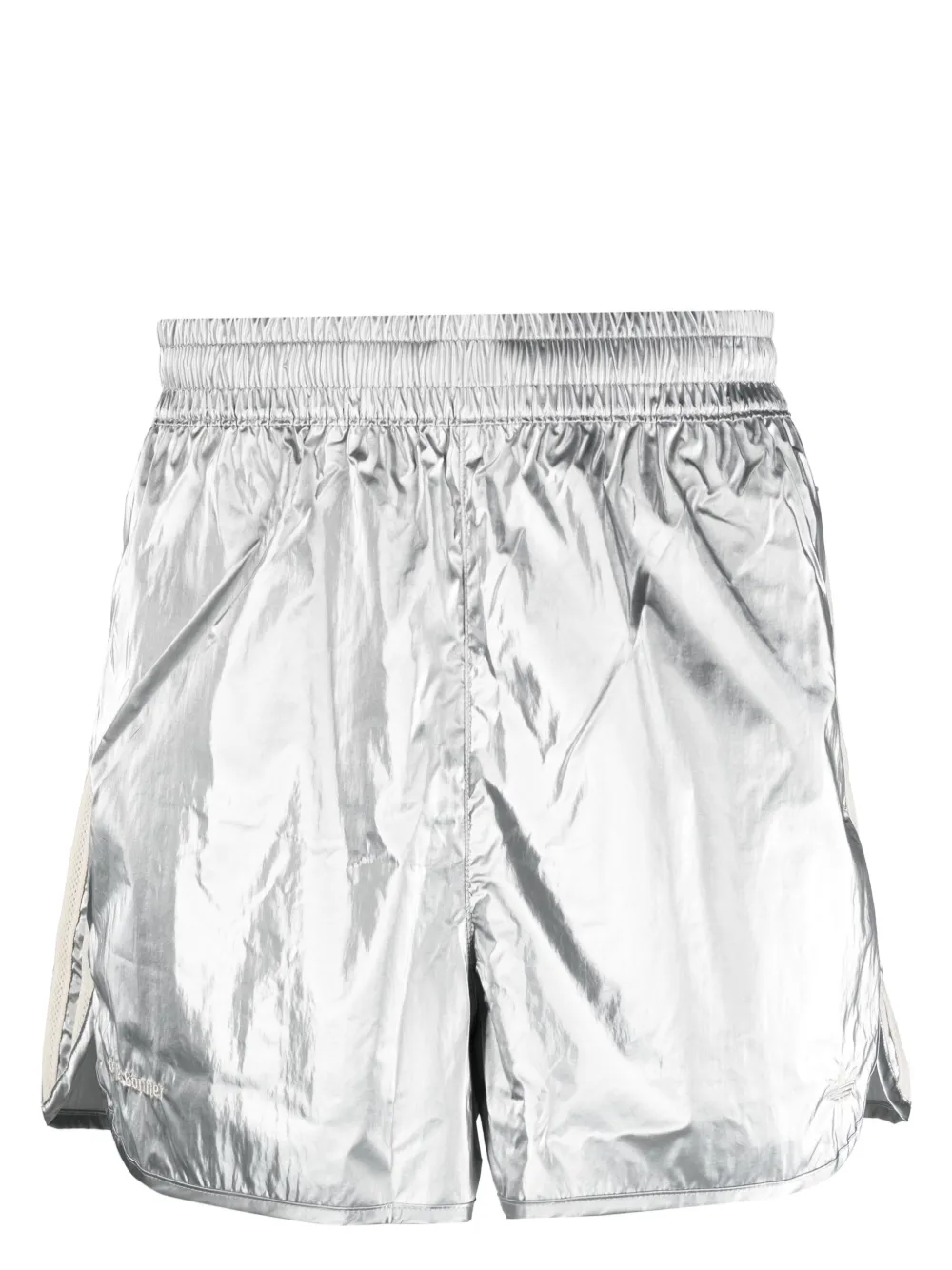 Adidas Originals Metallic Logo-patch Track Shorts In Silver | ModeSens