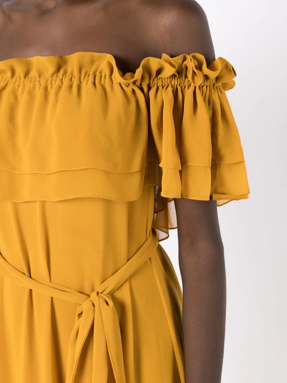 Luiza Botto Off-shoulder Ruffle-detailing Dress In Yellow | ModeSens