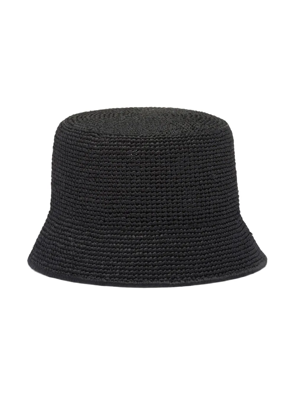 Prada triangle-logo Raffia Bucket Hat | Black | FARFETCH
