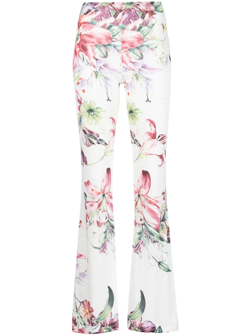 Black Coral Lily floral-print Flared Trousers - Farfetch